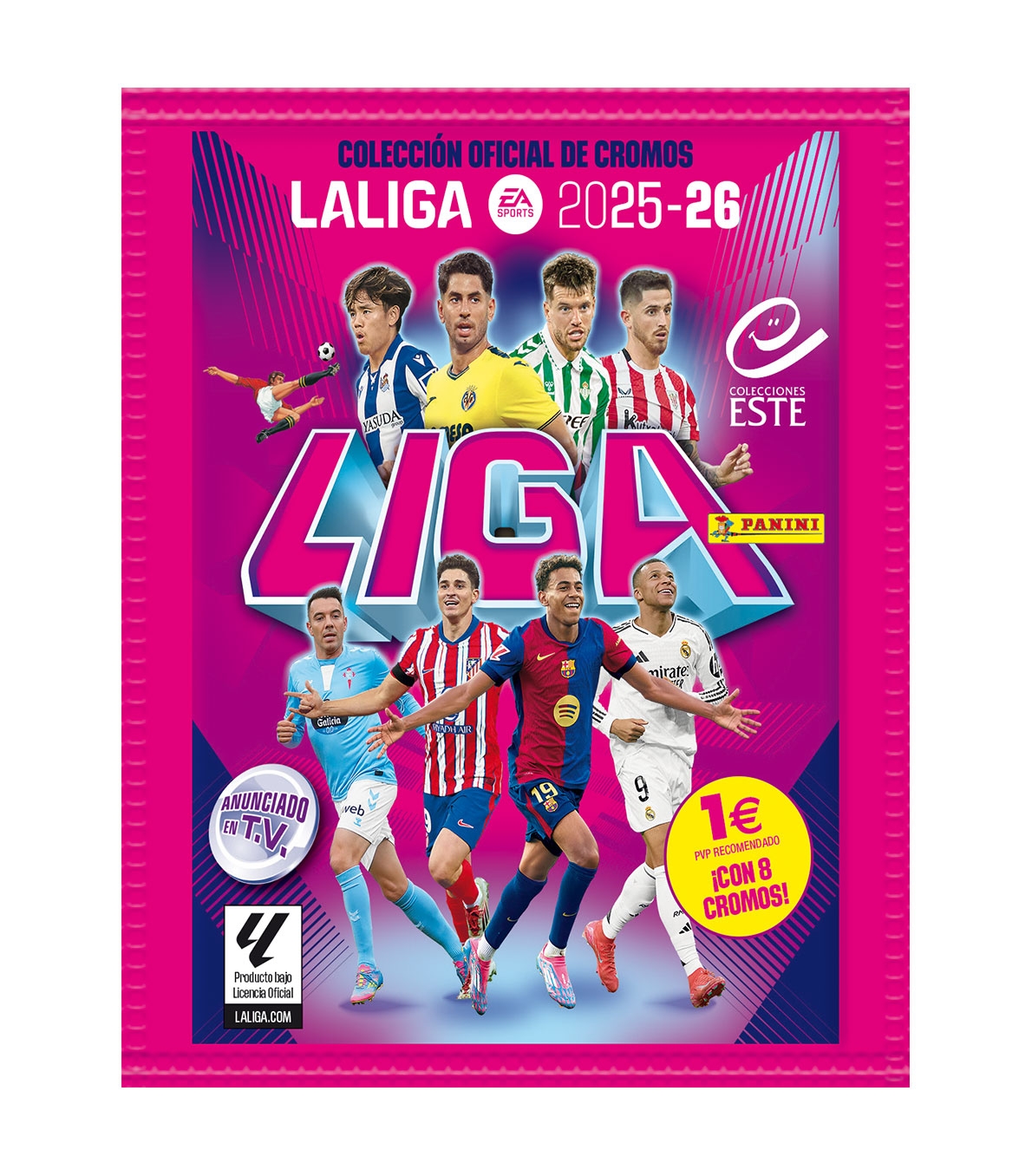 Caja 50 Sobres La Liga 2025/26 de Panini Cromos. Distribuidor España.