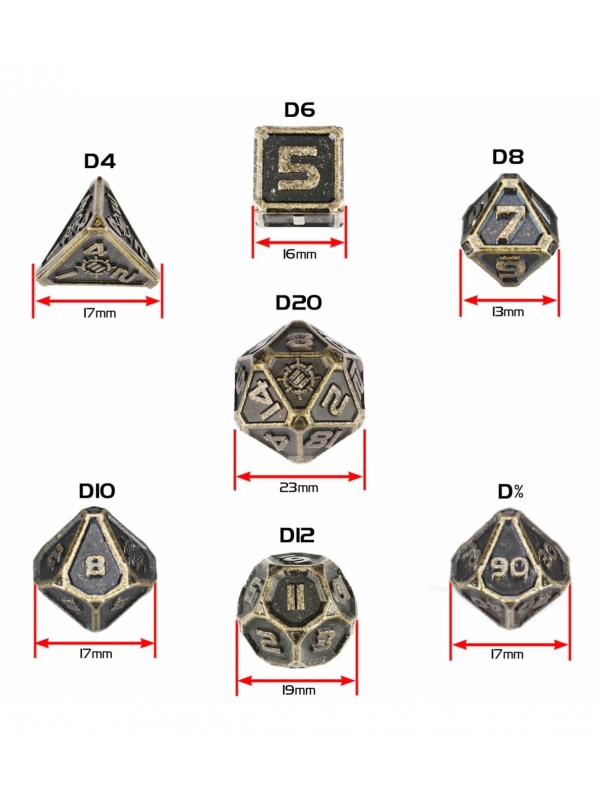 Set Dados Metal DnD (7 Unidades) con Estuche - Enhance Gaming ...
